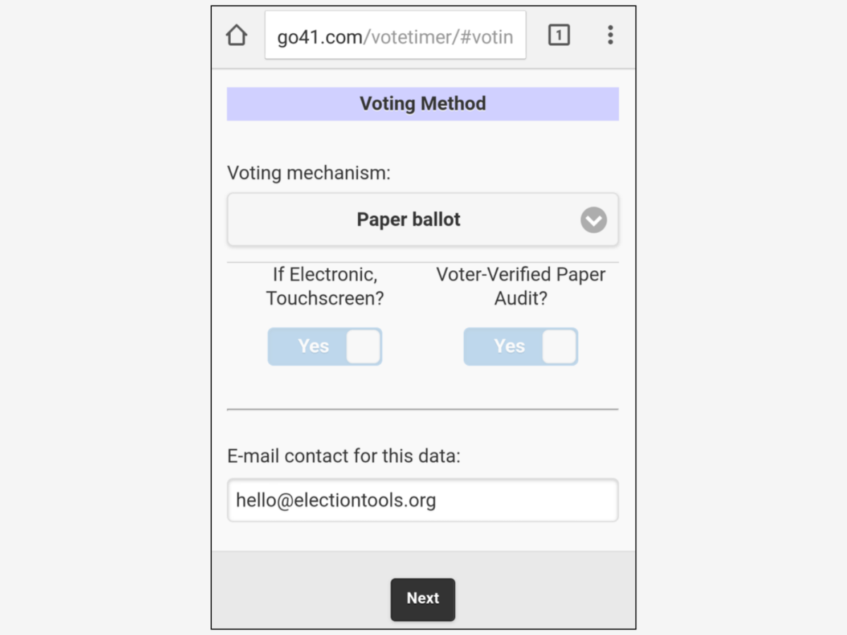 Voting Timer App - U.S. Alliance for Election Excellence